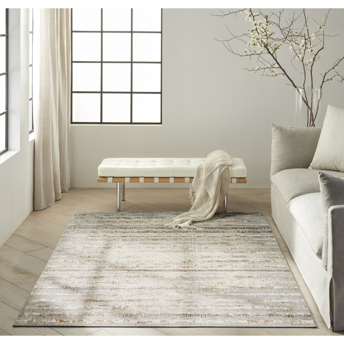 Calvin Klein CK073 Compass Ivory Rust Modern Indoor Rug | Wayfair